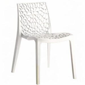 UpOn Gruvyer Indoor Outdoor Dining Chairs, from Italy, Stackable, Strong - Brilliant White (2 Chairs)