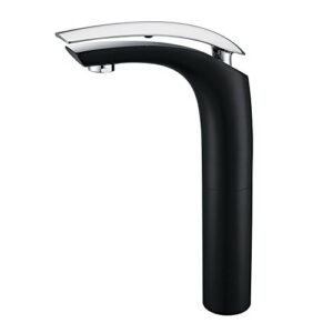 dowell modern tall vessel sink faucet - single handle, one hole bathroom vanity faucet,chrome/black 8001 018 10