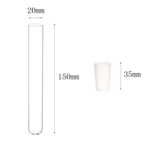 Glass Test Tubes with Rubber Stoppers 150mm x 20mm Pack of 10 and 1pcs Brush …