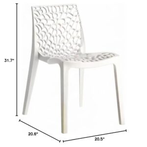 UpOn Gruvyer Indoor Outdoor Dining Chairs, from Italy, Stackable, Strong - Brilliant White (2 Chairs)