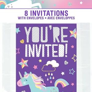 Unique Magical Purple Unicorn Invitations (Pack of 8) - Perfect for Kids Birthdays & Special Events