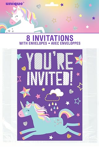 Unique Magical Purple Unicorn Invitations (Pack of 8) - Perfect for Kids Birthdays & Special Events