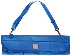 mercer culinary 7-pocket knife roll storage bag, blue