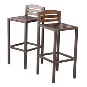 christopher knight home milos acacia barstools, 2-pcs set, dark brown / rustic metal