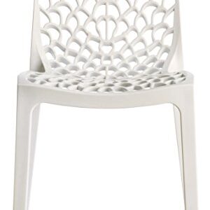 UpOn Gruvyer Indoor Outdoor Dining Chairs, from Italy, Stackable, Strong - Brilliant White (2 Chairs)