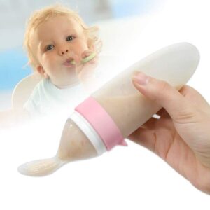 Burabi Silicone Squeeze Feeding Spoon, Baby Food Dispensing Spoon With Dust Cover, BPA Free