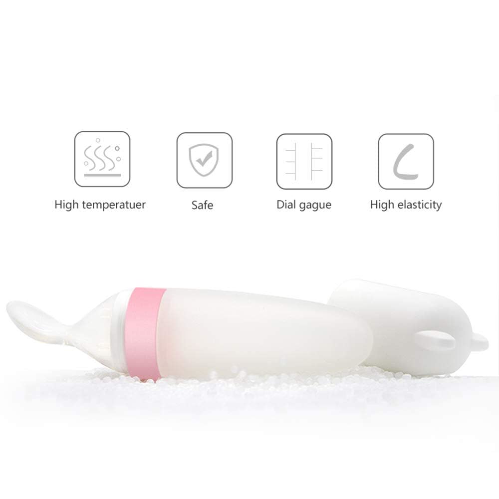 Burabi Silicone Squeeze Feeding Spoon, Baby Food Dispensing Spoon With Dust Cover, BPA Free