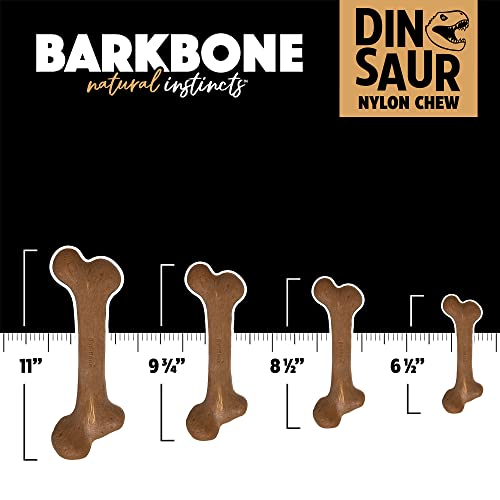 Pet Qwerks Dinosaur BarkBone - Wood Dog Bone for Moderate Chewers - Peanut Butter Flavor - 9.75"