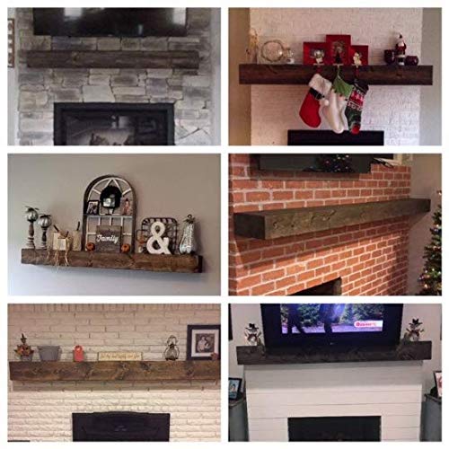 RoCoWood Rustic Handmade Floating Wooden Beam Mantel (72 inches, Jacobean)