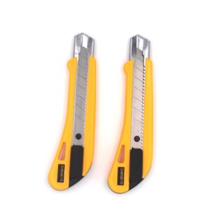 utility knife retractable box cutter 18mm stainless steel blade razor knives for carton cardboard arts crafts, 2 pack