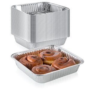 dcs deals pack of 20 extra-thick disposable aluminum baking pans | standard size 8” x 8” recyclable square cooking tins | portable food containers | superior heat conductivity |