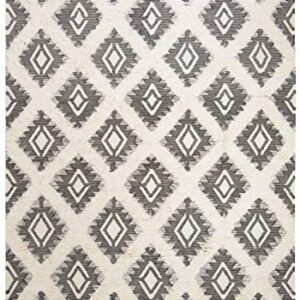 SAFAVIEH Kenya Collection Area Rug - 8' x 10', Black & Ivory, Hand-Knotted Moroccan Tribal Tassel Wool, Ideal for High Traffic Areas in Living Room, Bedroom (KNY910H)