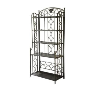 pemberly row iron bakers rack in pewter