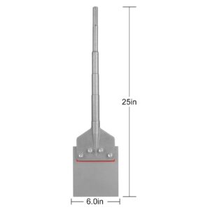 Firecore SDS Max Floor Scraper, 6-in Wide Tile Removal Bit with Long Handle and Heavy Duty Blade