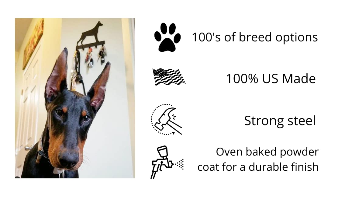 The Metal Peddler Sheltie Shetland Sheepdog #02 Key Holder Dog Leash Hanger for Wall - Large 9 inch Wide with 5 Hooks - Made in USA