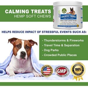 DakPets Hemp Calming Treats for Dogs - Made in USA w/Hemp Oil - Dog Anxiety Relief - Natural Separation Aid - Stress Relief - Fireworks - Storms - Barking 120 Soft Chews