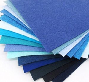 15 blues 9x12 inch merino wool blend felt sheets collection - otr felt