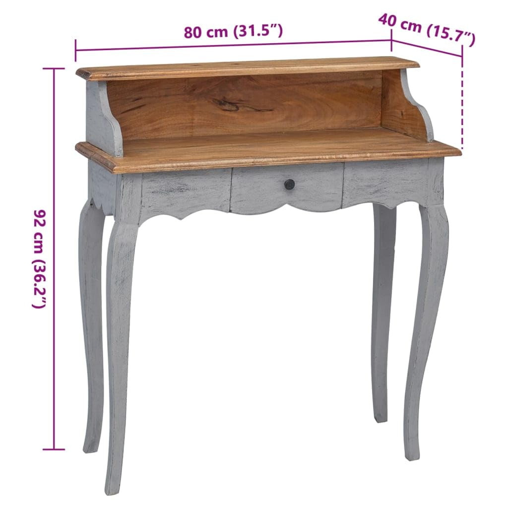 vidaXL Antique-Style Writing Desk – Solid Reclaimed Wood- Handmade - Easy Assembly- Tabletop Size 31.5"x15.7" – Overall Height 36.2"