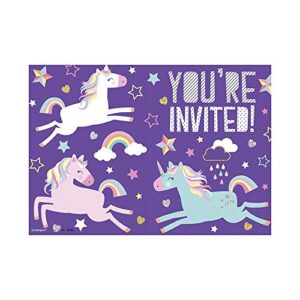 unique magical purple unicorn invitations (pack of 8) - perfect for kids birthdays & special events