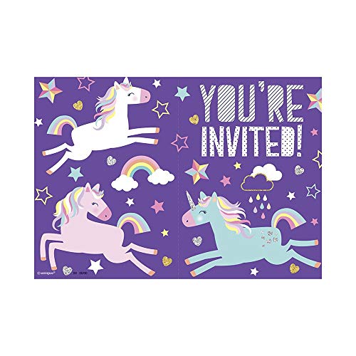 Unique Magical Purple Unicorn Invitations (Pack of 8) - Perfect for Kids Birthdays & Special Events