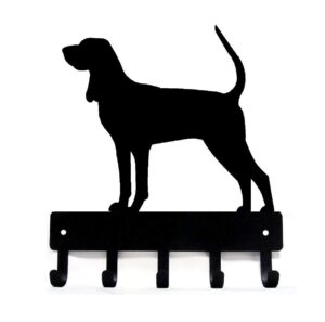 the metal peddler coonhound - key holder & dog leash hanger for wall - large 9 inch wide with 5 hooks - made in usa