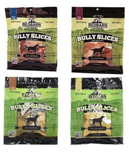 redbarn bully slices for dogs | highly palatable, long-lasting natural dental treats with functional ingredients, 9 oz. (pack of 4) - variety pack