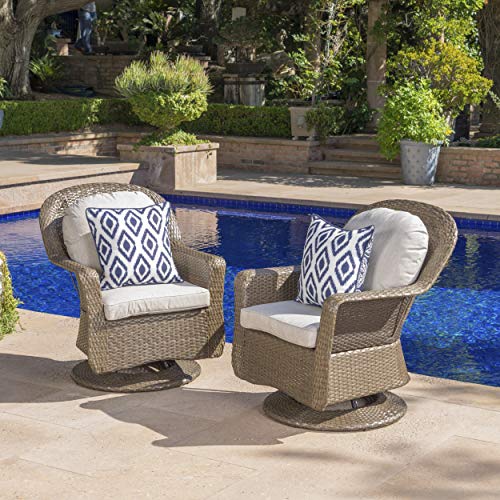 Christopher Knight Home 302169 "Liam CKH Outdoor Individual Items, 2-Pcs Set, Brown/Ceramic Grey