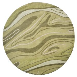 Hand Tufted Wool ECO-Friendly Area Rugs - 8'x8', Round Shape, Green, Abstract Modern Design, High Pile Thick Handmade Anti Skid Area Rugs for Living Room, Bed Room (K00672)