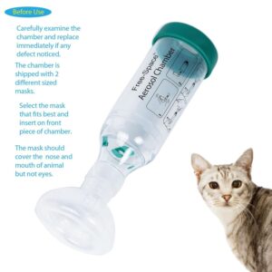 Cat Inhaler Spacer,Specifically Designed for Cats,with Round Shape Silicone Mask,Feline Aerosol Chamber with Breathing Indicator – Include 2 Mask for Best Fit (for cat)