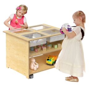 Whitney Brothers Mobile Sensory Table with Trays and Lids, Natural uv, 27x33x24.5 (WB1775)