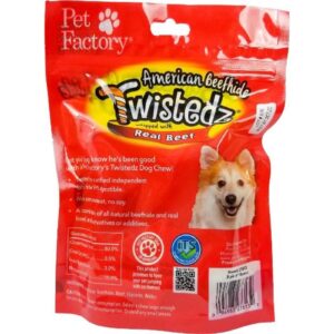 Pet Factory Twistedz American Beefhide 4-5" Knotted Bones Dog Chew Treats w/ Real Beef Meat Wrap - 3 Count/1 Pack