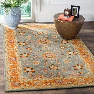 safavieh heritage collection 8' x 10' blue/orange hg401a handmade traditional oriental premium wool area rug