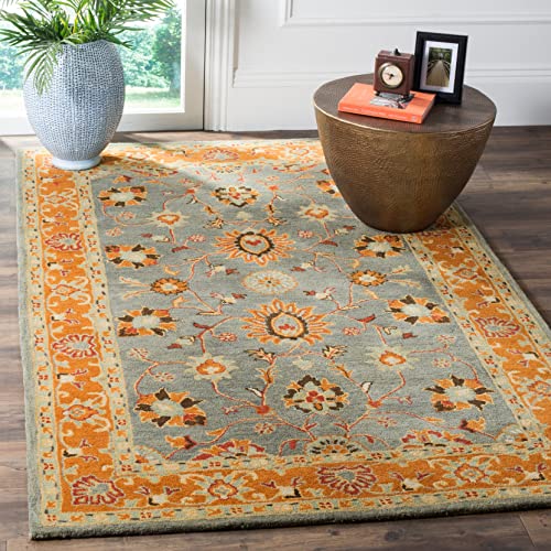 SAFAVIEH Heritage Collection 8' x 10' Blue/Orange HG401A Handmade Traditional Oriental Premium Wool Area Rug