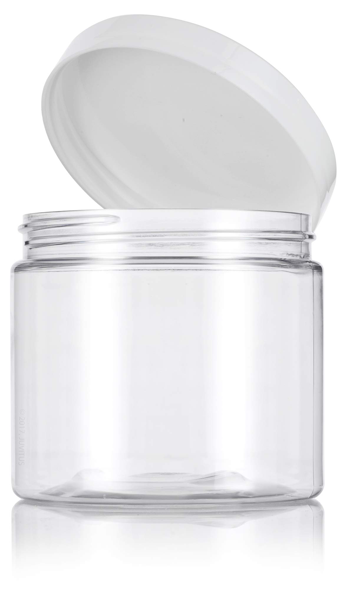 16 oz Clear Large PET Plastic Refillable Jar with White Lids (12 pack)