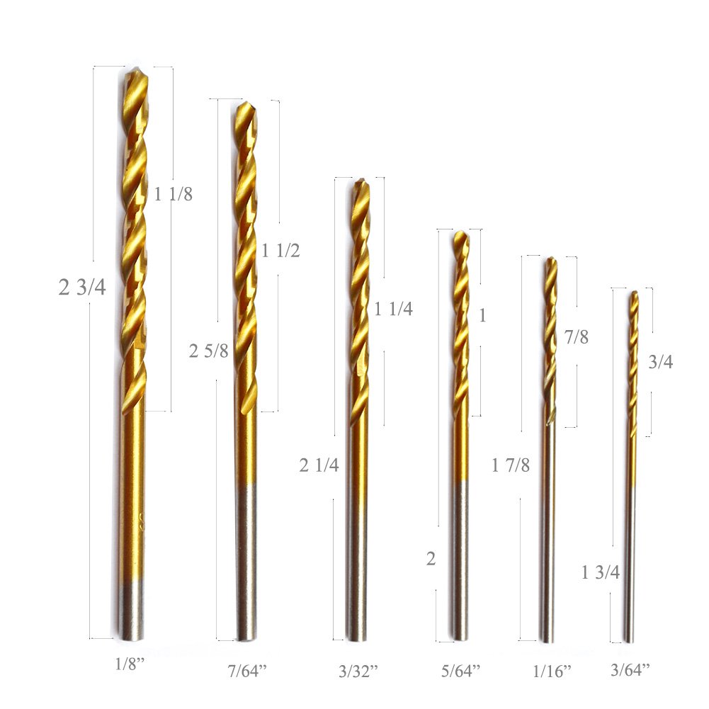 60Pcs Drill Bits Set 1/8 1/16 3/64 5/64 3/32 7/64 Micro Drill Twist Drill Bit Set Jobbers Length Mini Micro Drill Perfect Use for Steel Wood Plastic Aluminum Alloy