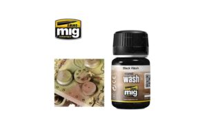 zunkom ammo mig jimenez 35ml jar black enamel type wash for modelling - amig1011