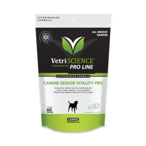 vetriscience canine senior vitality pro - advanced multivitamin supplement for senior dogs - immune health & metabolic support - wellness formula aids healthy aging & brain health for dogs - 60 chews