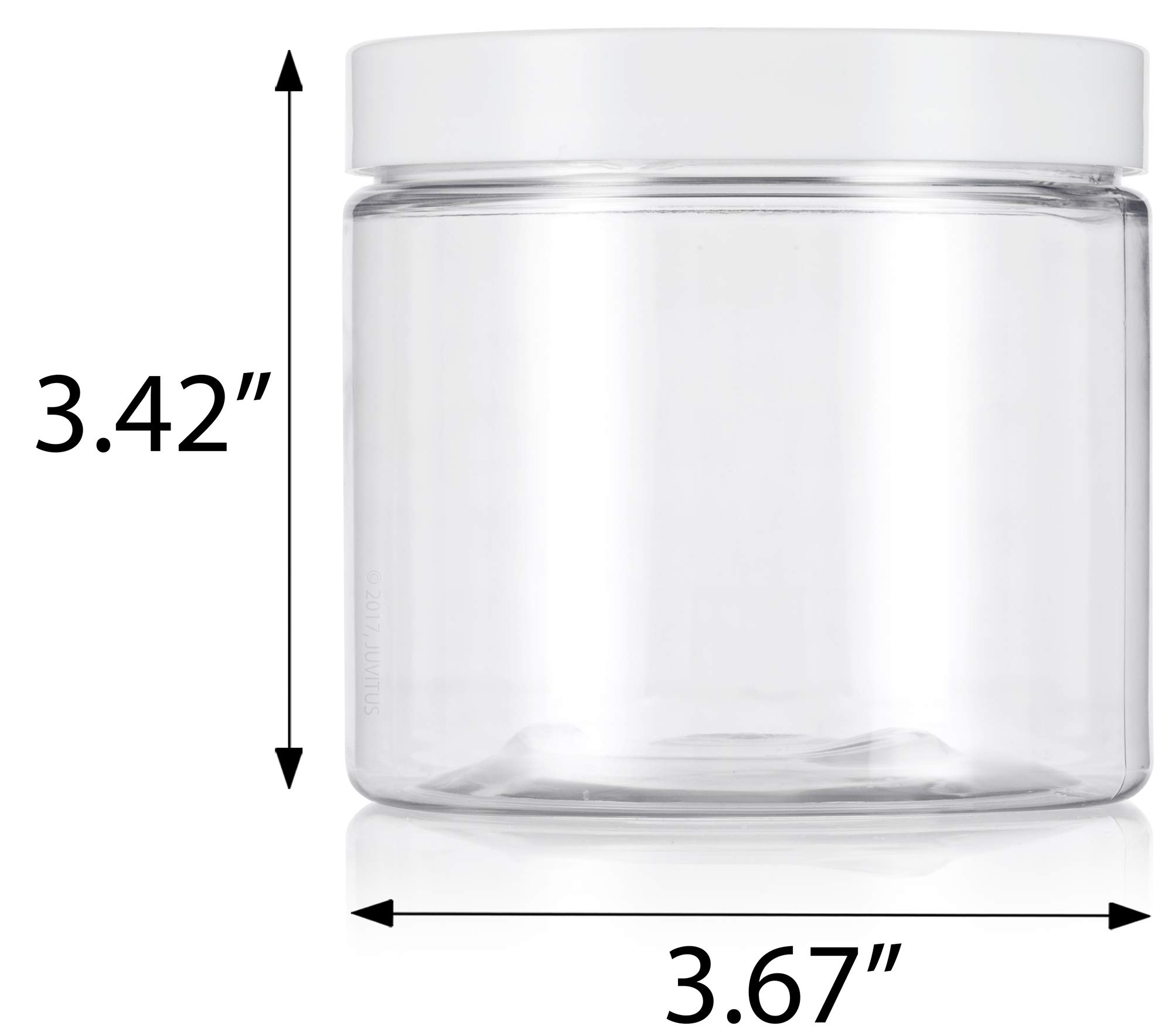 16 oz Clear Large PET Plastic Refillable Jar with White Lids (12 pack)