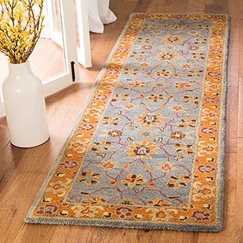 SAFAVIEH Heritage Collection 8' x 10' Blue/Orange HG401A Handmade Traditional Oriental Premium Wool Area Rug