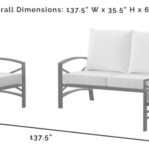 Crosley Furniture Kaplan 3-Piece Outdoor Loveseat Patio Furniture Set, Conversation Sets for Porch, Deck, Oiled Bronze with Oatmeal Cushions