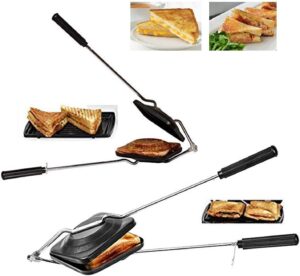 aluminium non-stick sandwich maker nonstick plates stove top toasted sandwich snack maker for kids, (black)