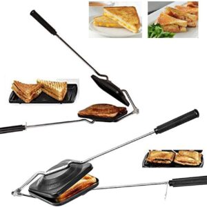 Aluminium Non-Stick Sandwich Maker Nonstick Plates Stove top Toasted Sandwich Snack Maker for Kids, (Black)