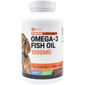 max and neo omega 3 fish oil for dogs 1000mg - we donate one for one to dog rescues for every product sold