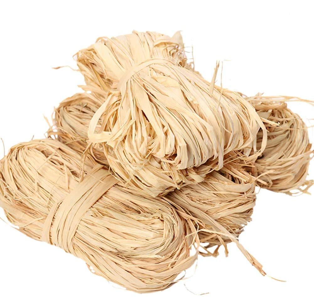 KINGLAKE Natural Raffia Ribbon Paper Christmas Raffia for Florist Bouquets Decoration Crafts Raffia Ribbon 2X 50g