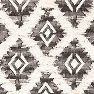 SAFAVIEH Kenya Collection Area Rug - 8' x 10', Black & Ivory, Hand-Knotted Moroccan Tribal Tassel Wool, Ideal for High Traffic Areas in Living Room, Bedroom (KNY910H)