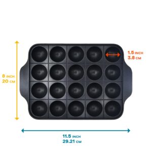 Happy Sales HSTKP20, Nonstick Baking Tray Takoyaki Pan, Aebleskiver Ebelskivers Pan, Stuffed Pancake Pan, 20 Molds