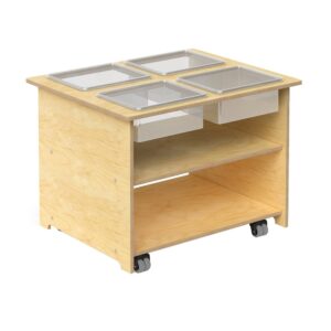 whitney brothers mobile sensory table with trays and lids, natural uv, 27x33x24.5 (wb1775)