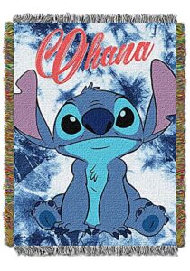 lilo & stitch, "shibori stitch" woven tapestry throw blanket, 48" x 60", multi color