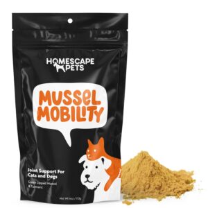 homescape pets mussel mobility - green lipped mussel & turmeric for dogs - hip & joint pain relief anti-inflammatory meal topper powder - better mobility, less stiffness and aches - vet recommended