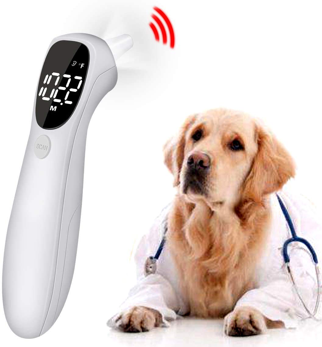 [Voice Off] Pet Non-Contact Ear Thermometer, Veterinary Ear Thermometer with CE and FDA, C and F Switchable, Suitable for Home Daily Health Check